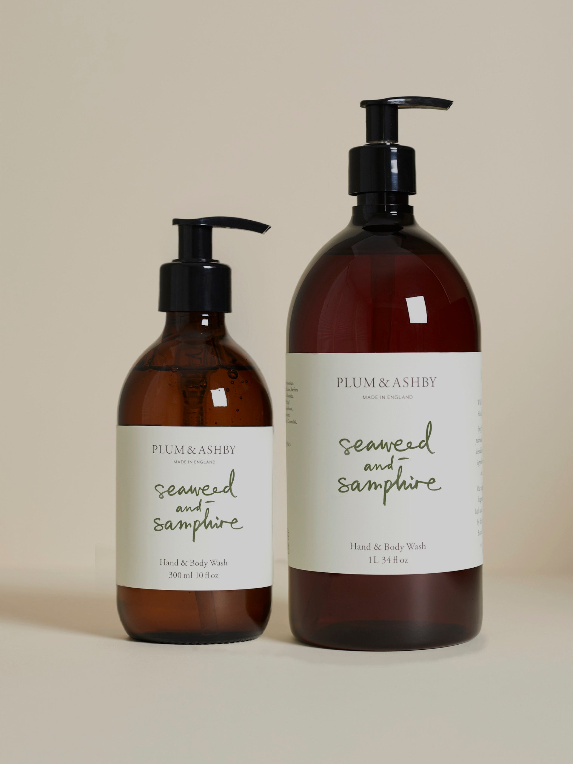 Seaweed & Samphire Hand & Body Wash and 1 Litre Wash Set – Plum & Ashby