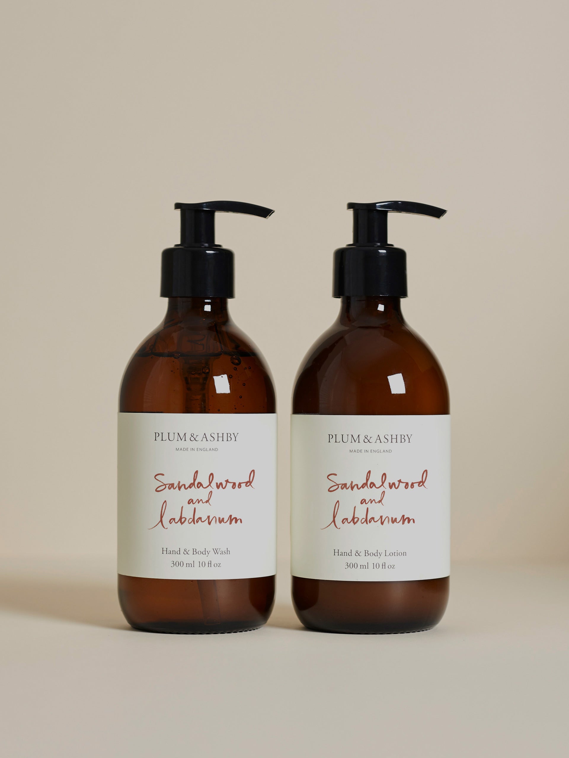 Sandalwood & Labdanum Hand & Body Wash & Lotion – Plum & Ashby